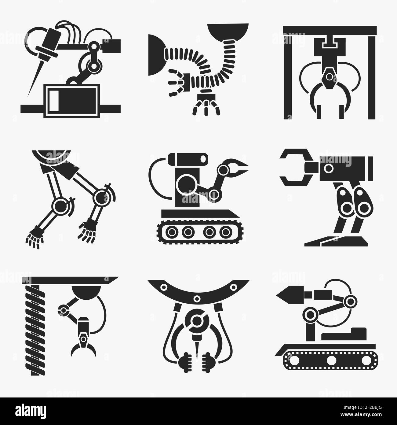 Industrial robot set. Equipment robotic arm, production mechanic ...