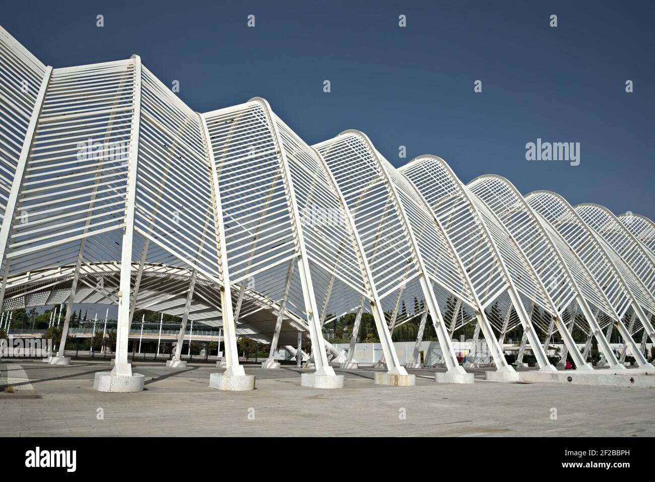 Steel beams and panels of the modern design Agora structure at the OAKA ...