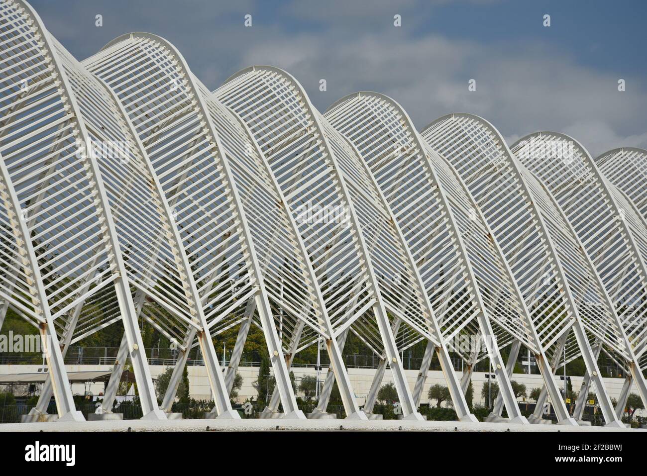 Steel beams and panels of the modern design Agora structure at the OAKA ...