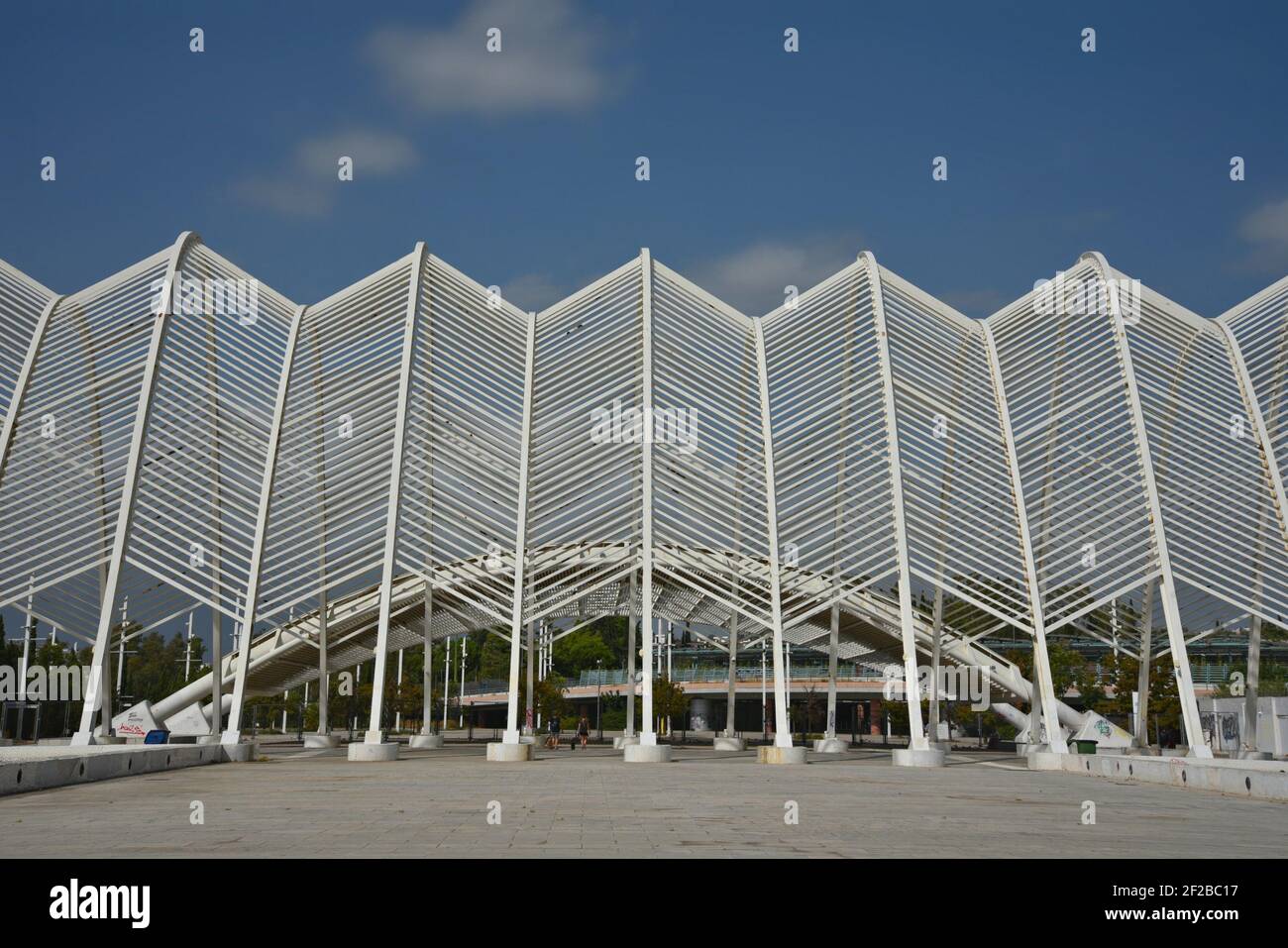 Steel beams and panels of the modern design Agora structure at the OAKA ...