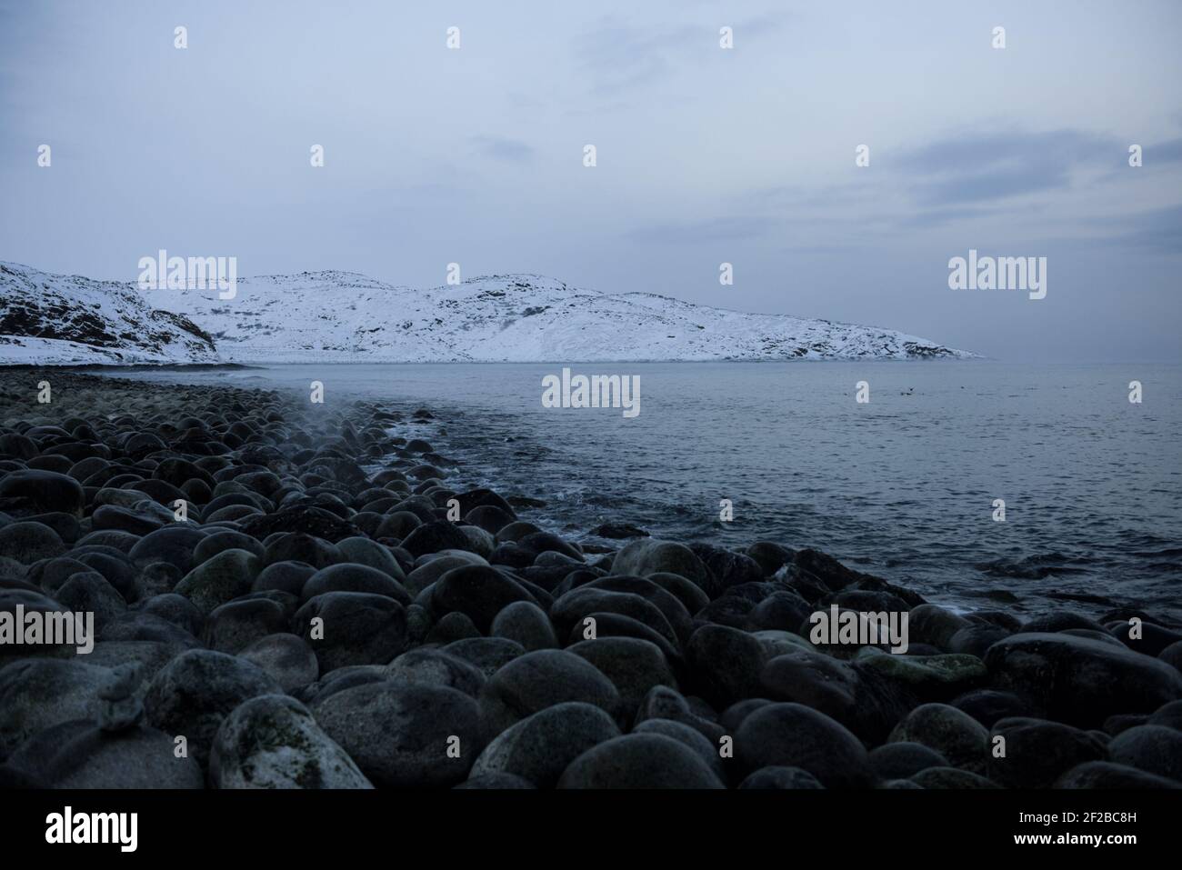Frozen rocky coastline in winter, Murmansk, Russia Stock Photo - Alamy