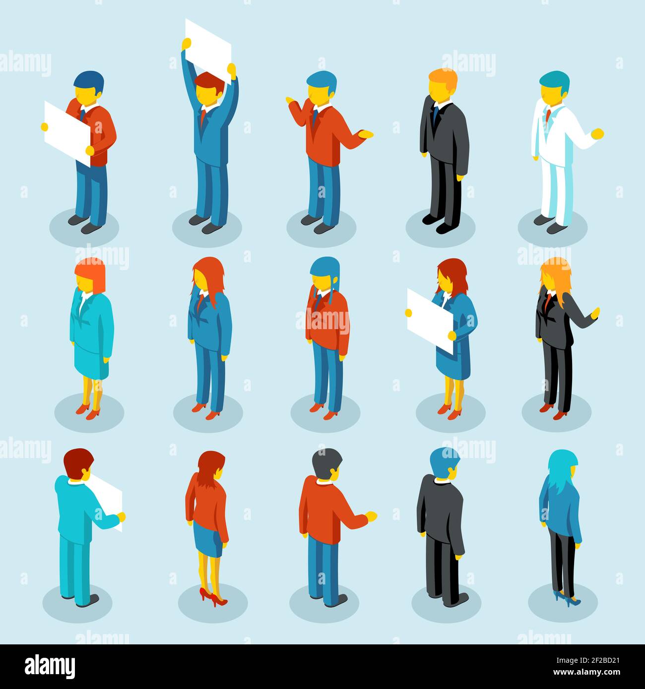 Business people isometric 3d vector figures. Set of woman and man ...
