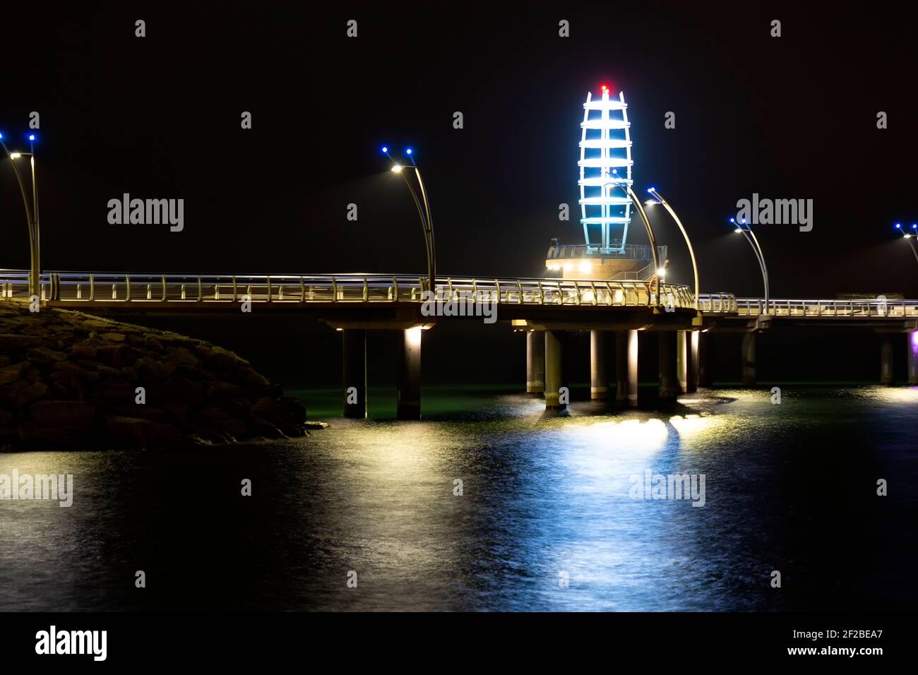 Brant Street Pier Spencer Smith Park at night. Burlington Ontario ...