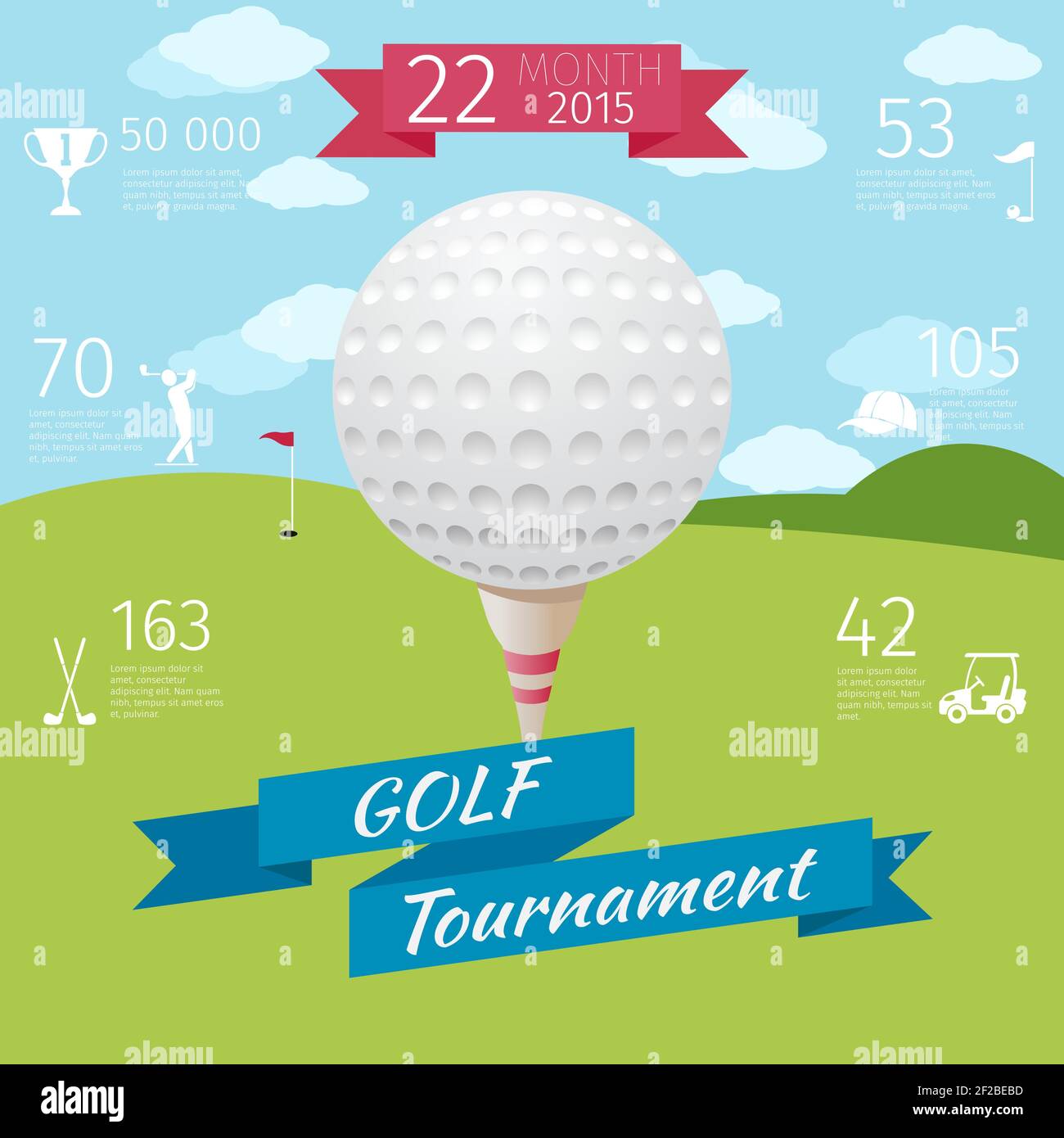 Golf poster. Design competition, sport tournament, game banner, golfing ...