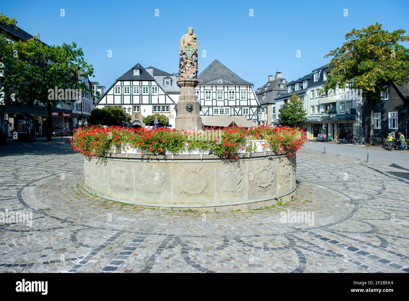 The historic fountain of Petrus on the market square in the citycenter ...