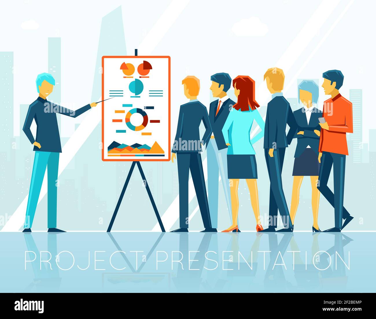 Business meeting, project presentation. People and corporate seminar ...
