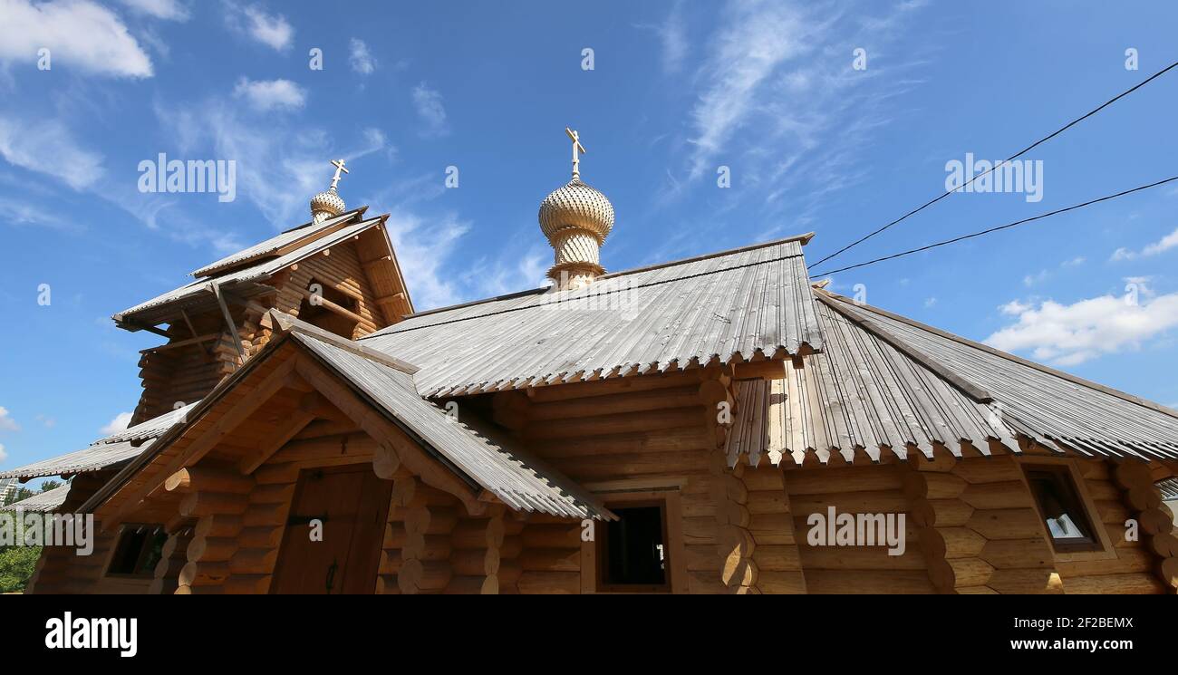 Modern Wooden Orthodox church in Moscow, Russia Stock Photo - Alamy