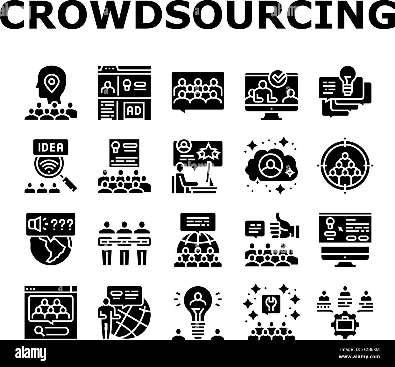 Crowdsourcing Business Collection Icons Set Vector Illustration Stock ...