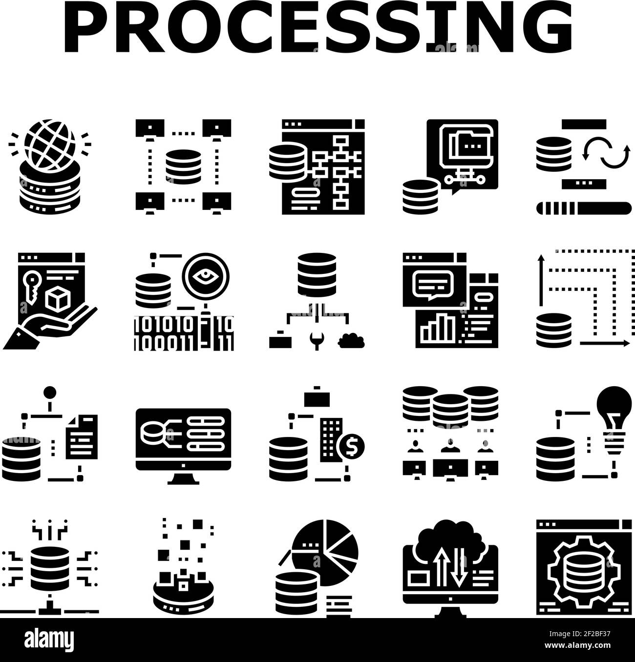 Digital Processing Collection Icons Set Vector Illustration Stock ...