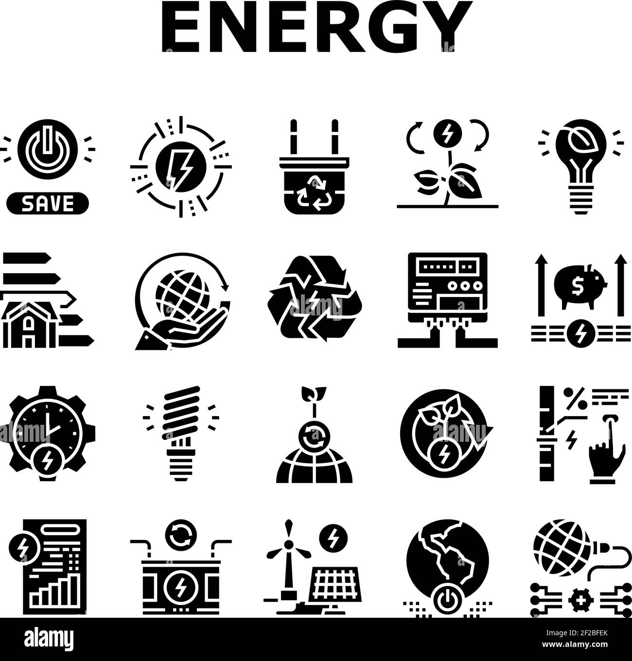 Energy Saving Tool Collection Icons Set Vector Stock Vector Image & Art ...
