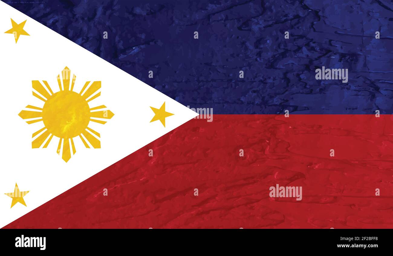 Philippines flag with waving grunge texture. Vector background Stock ...