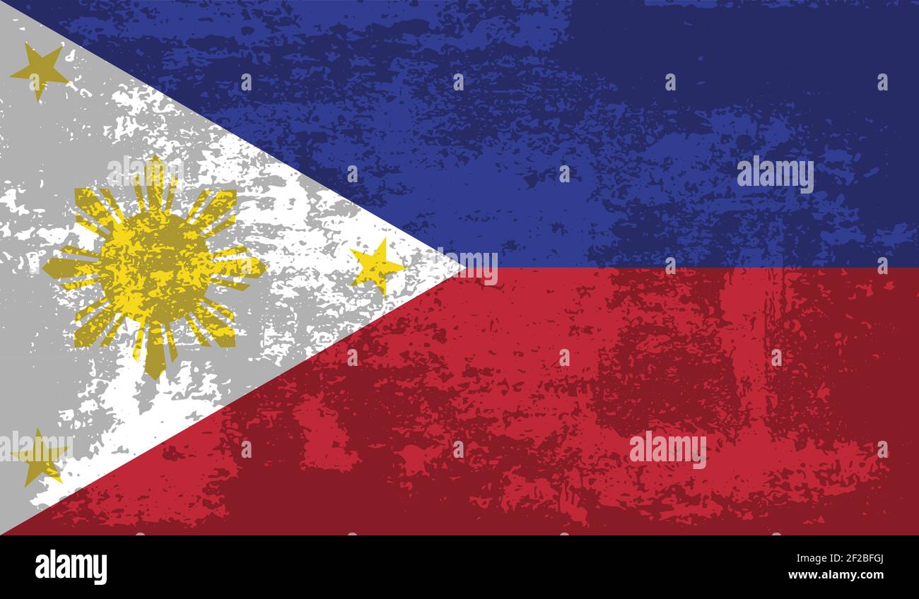 Philippines flag with waving grunge texture. Vector background Stock ...