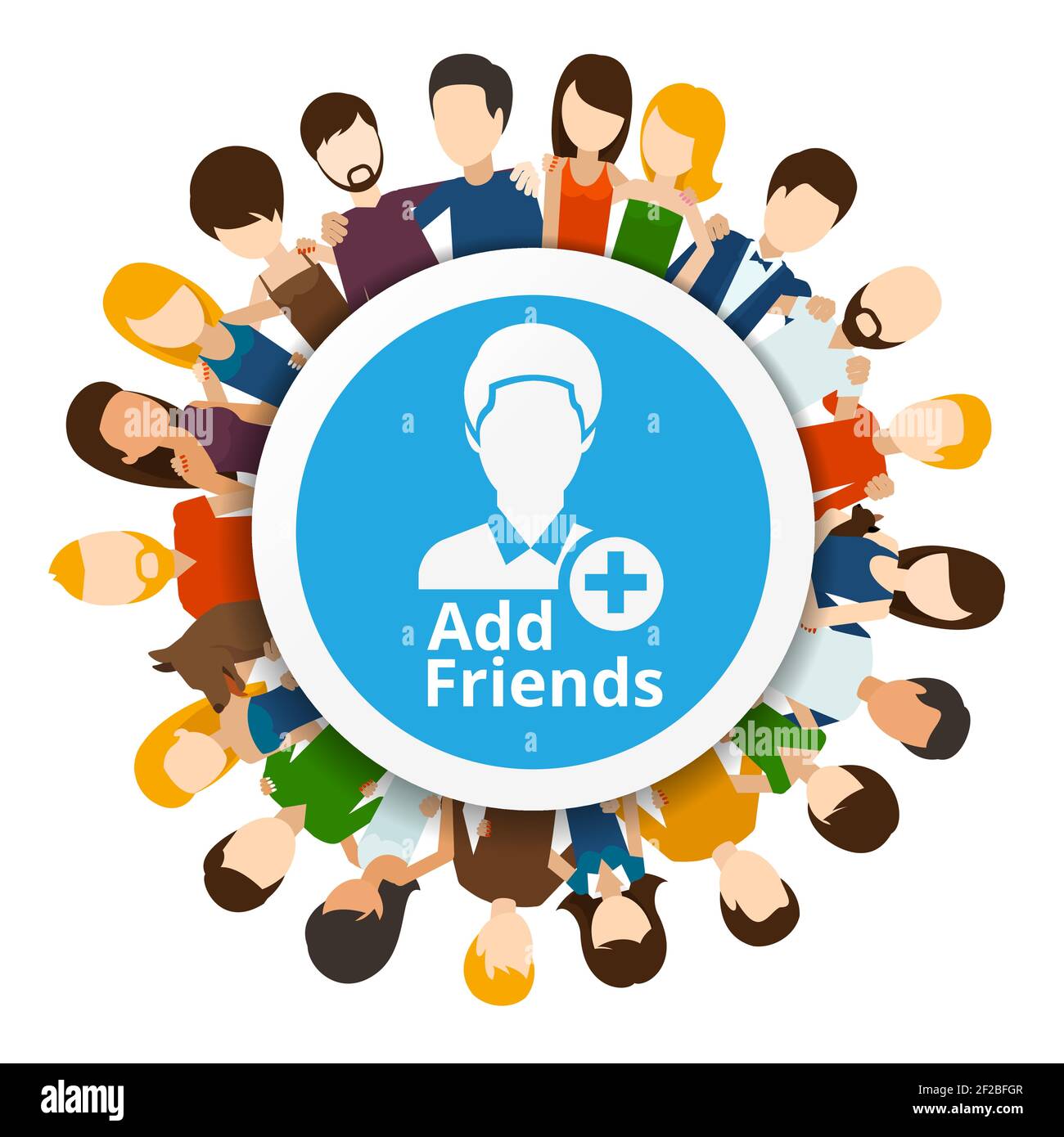 Add friends to social network. Community internet, web friendship ...