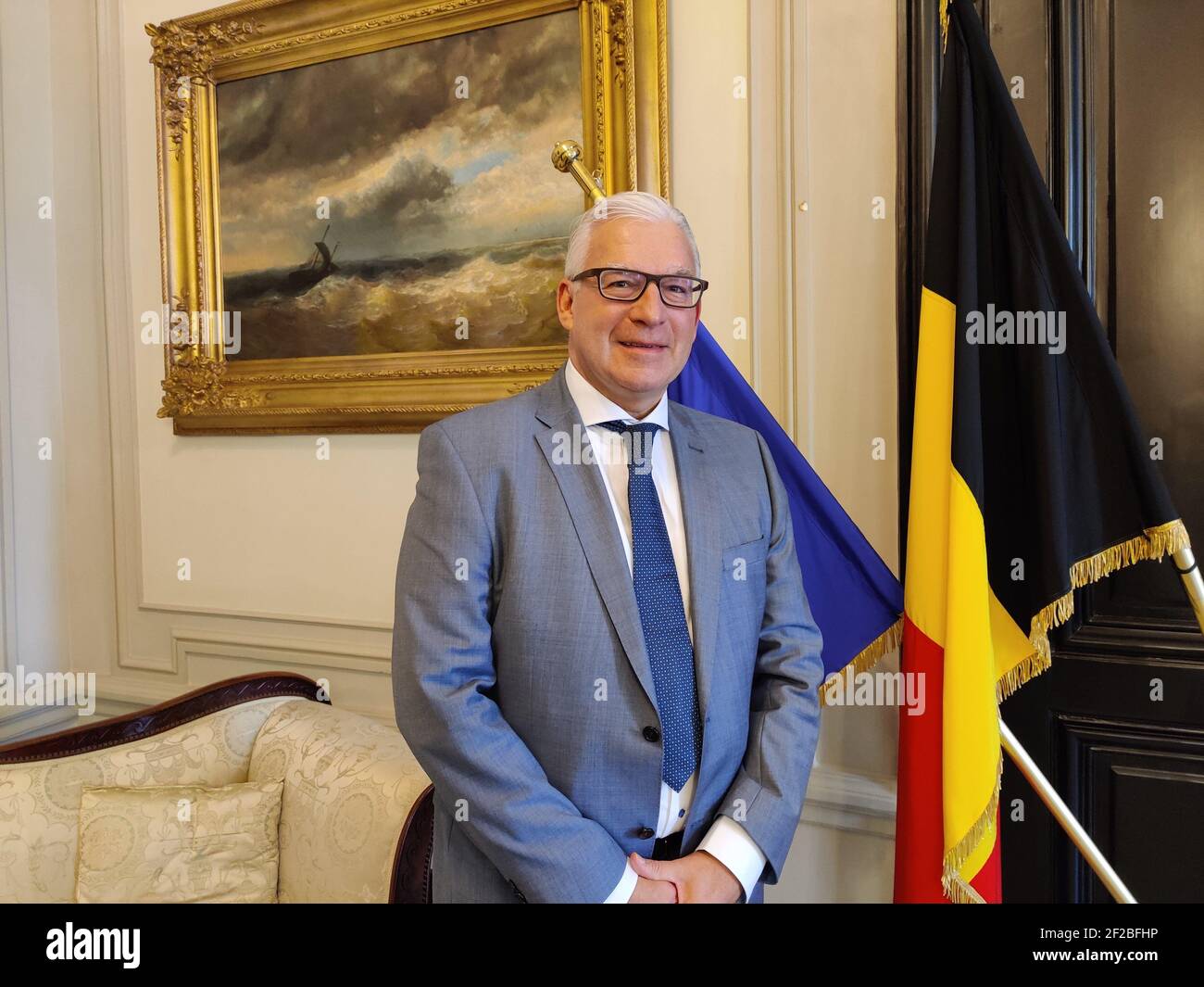 Piet De Groote pictured after taking the oath as new mayor of Knokke ...