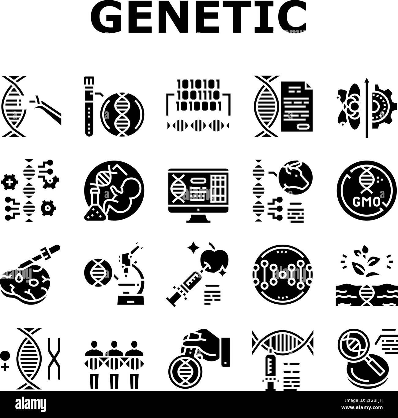 Genetic Engineering Collection Icons Set Vector Illustration Stock ...