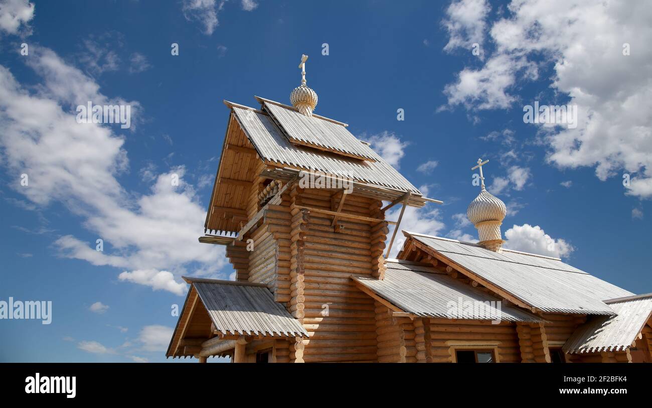 Modern Wooden Orthodox church in Moscow, Russia Stock Photo - Alamy