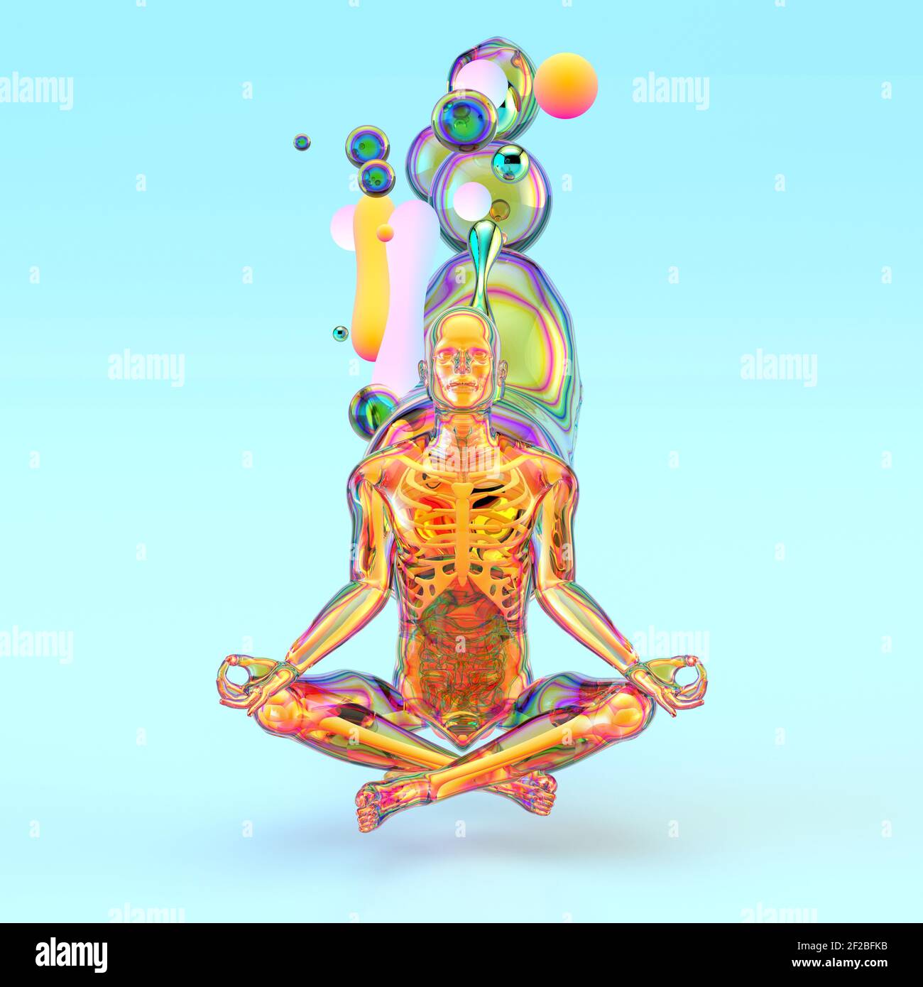 Creative abstract zen man exploding with paint art Stock Photo - Alamy