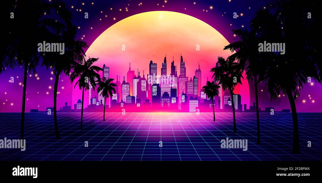 80s Futuristic Retro Future. Retro Futuristic Background 1980s Style ...