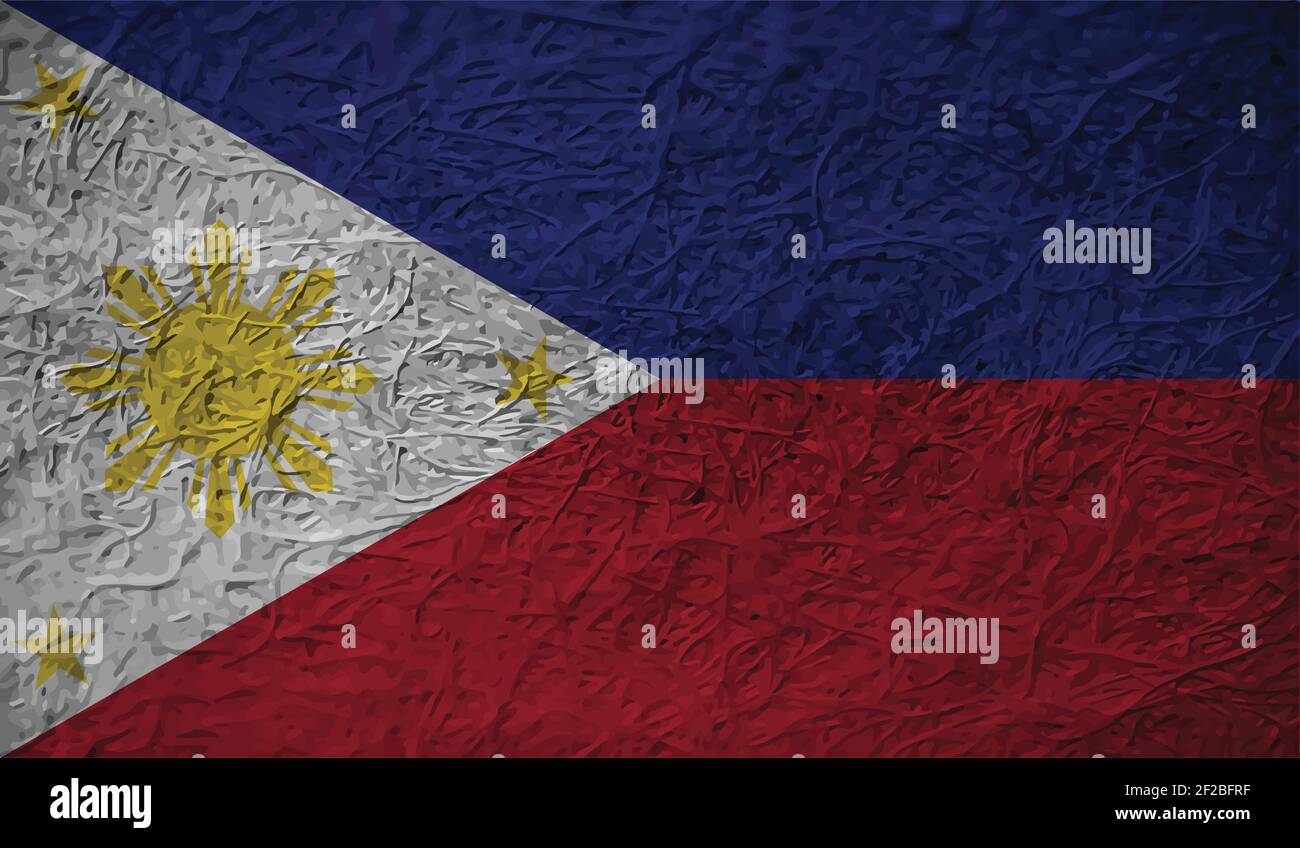 Philippines flag with waving grunge texture. Vector background Stock ...
