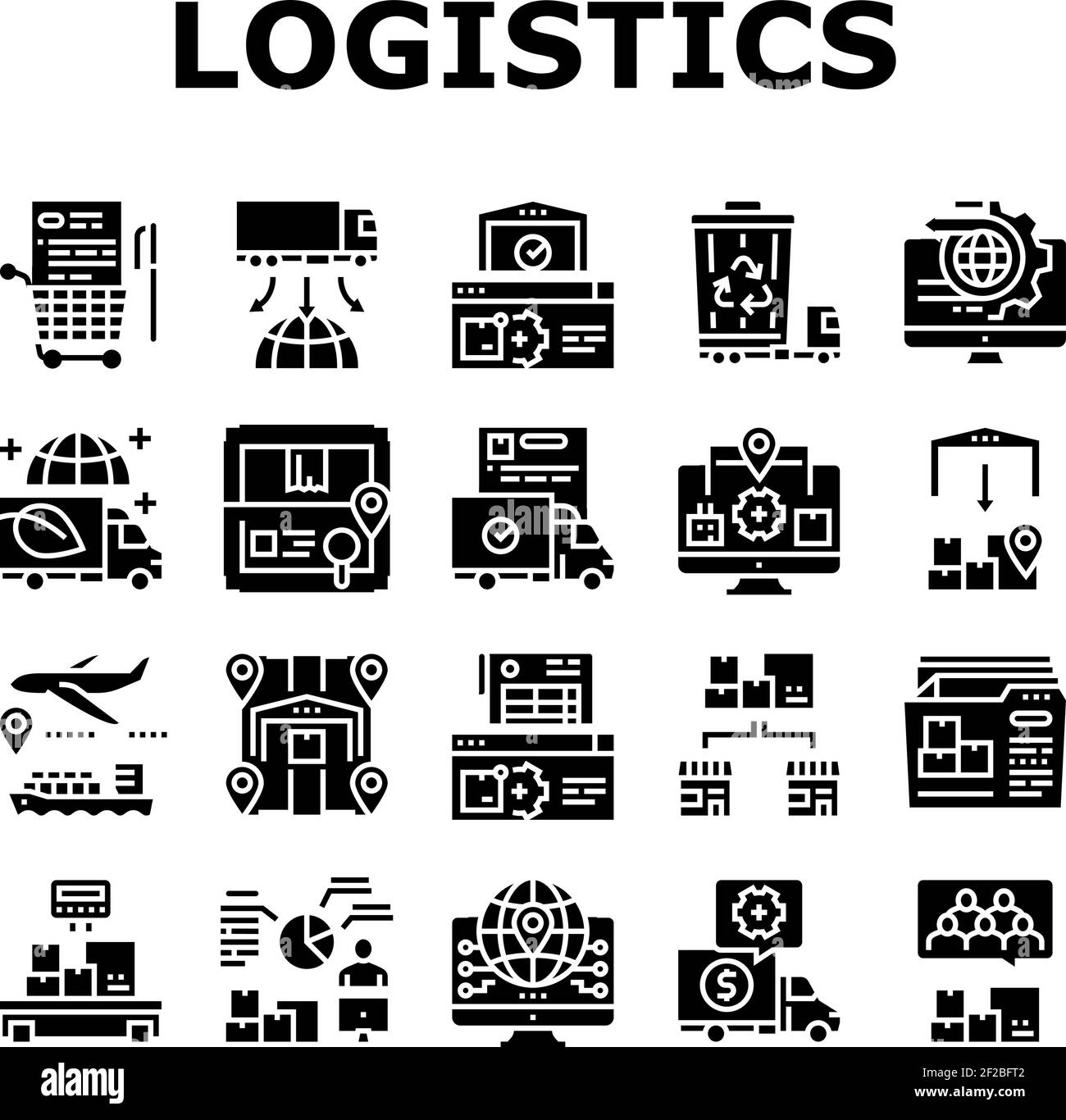 Logistics Business Collection Icons Set Vector Illustration Stock ...