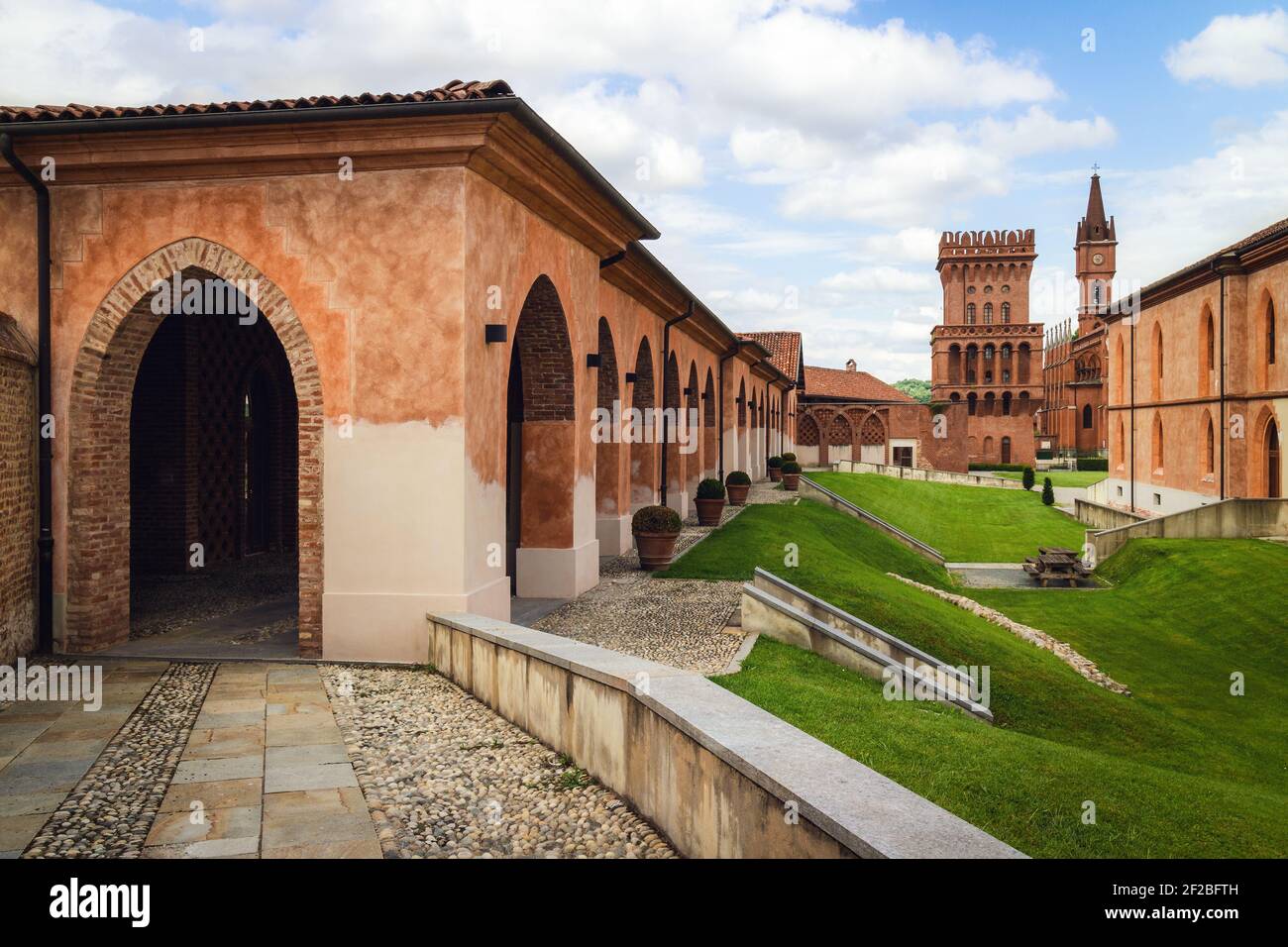 Pollenzo, Italy - June 12, 2020: Exterior view of the castle of ...