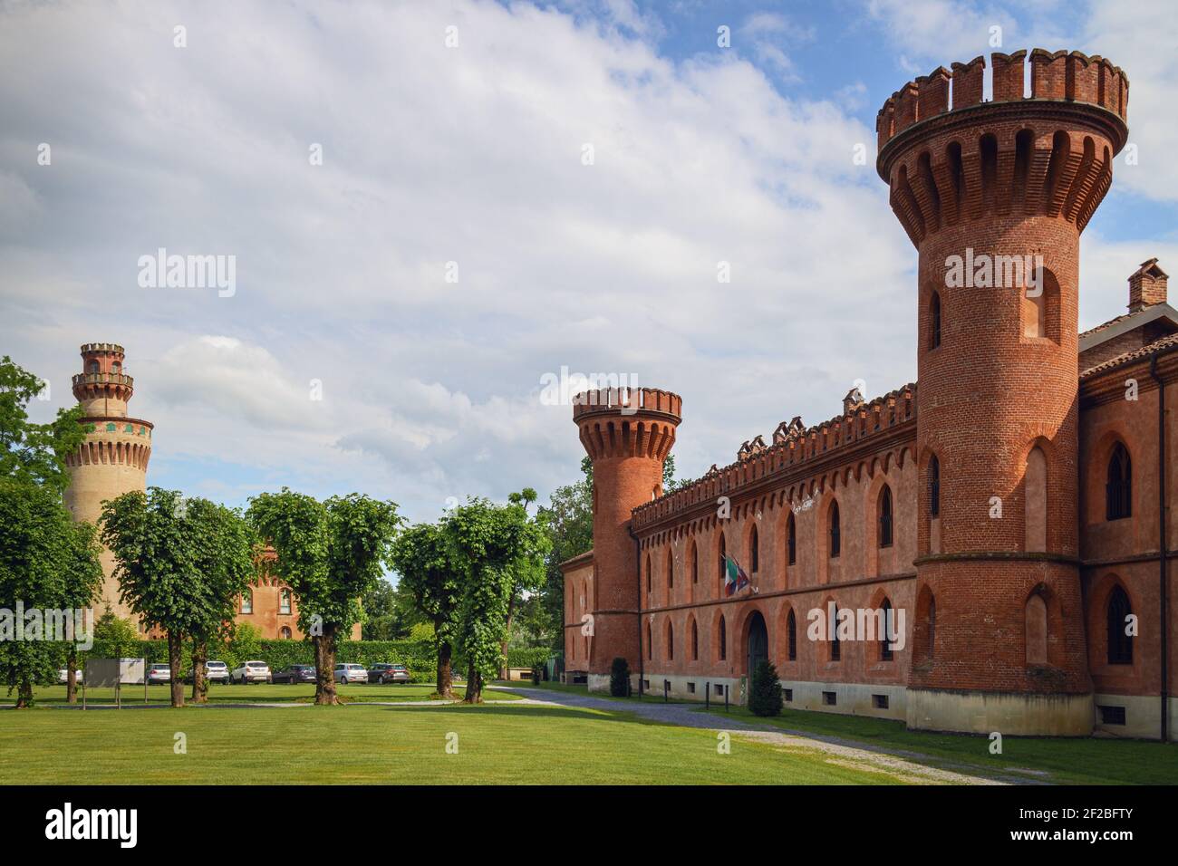 Pollenzo, Italy - June 12, 2020: Exterior view of the castle of ...