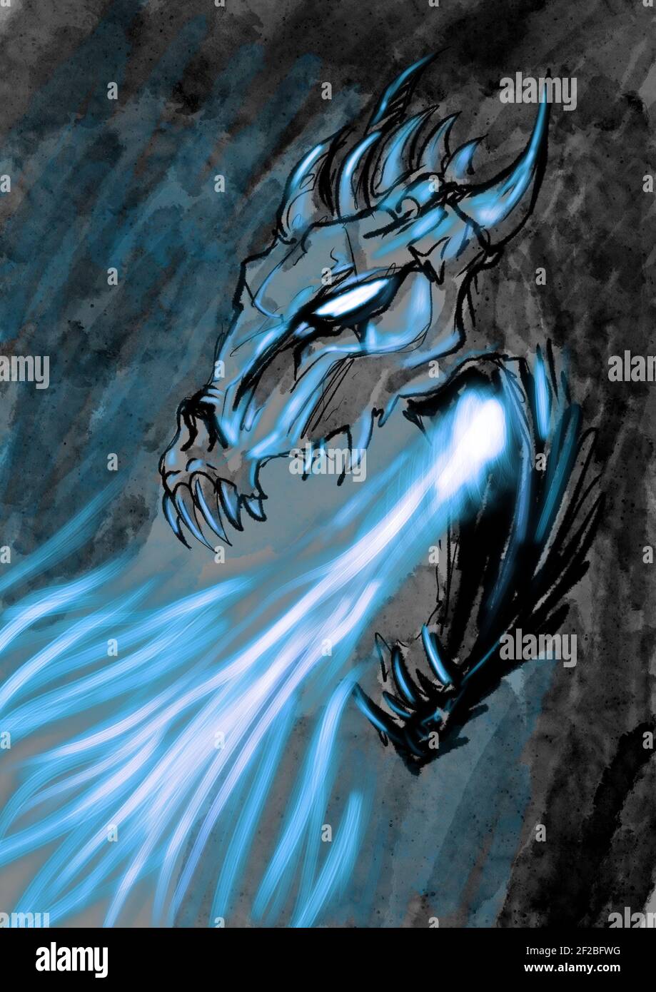 flaming dragon illustration Stock Photo - Alamy