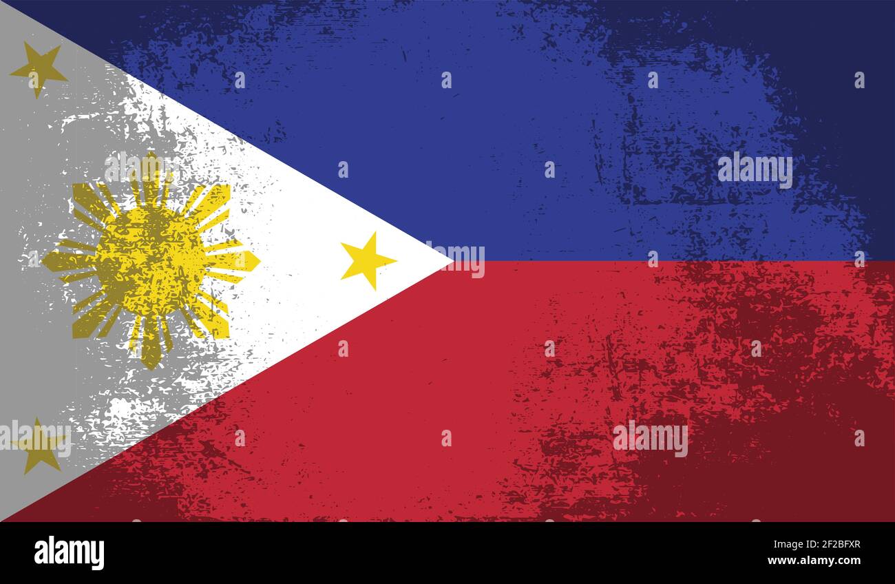 Philippines flag with waving grunge texture. Vector background Stock ...