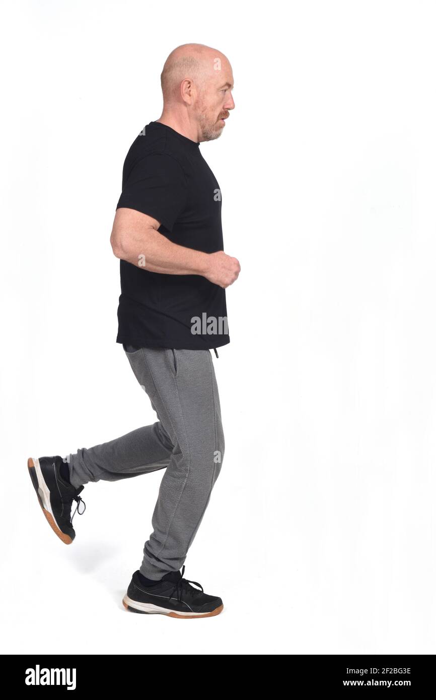 running man on white background Stock Photo - Alamy