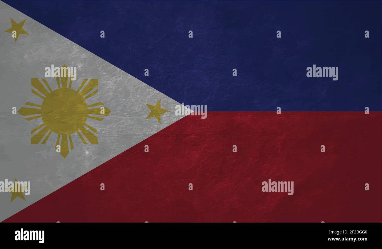 Philippines flag with waving grunge texture. Vector background Stock ...