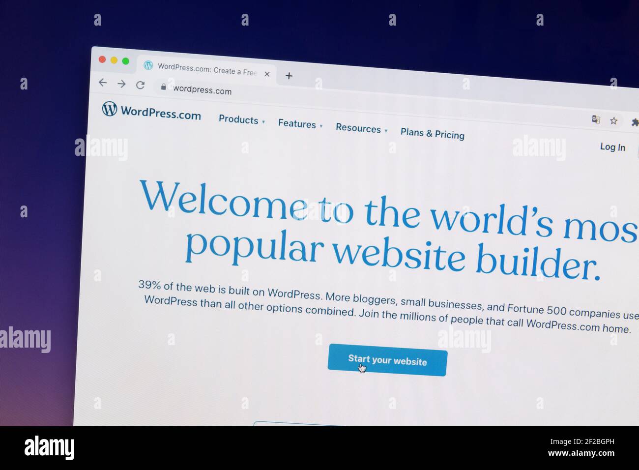 Ostersund, Sweden - Jan 1, 2021: WordPress website on a computer screen. WordPress is a free and ...
