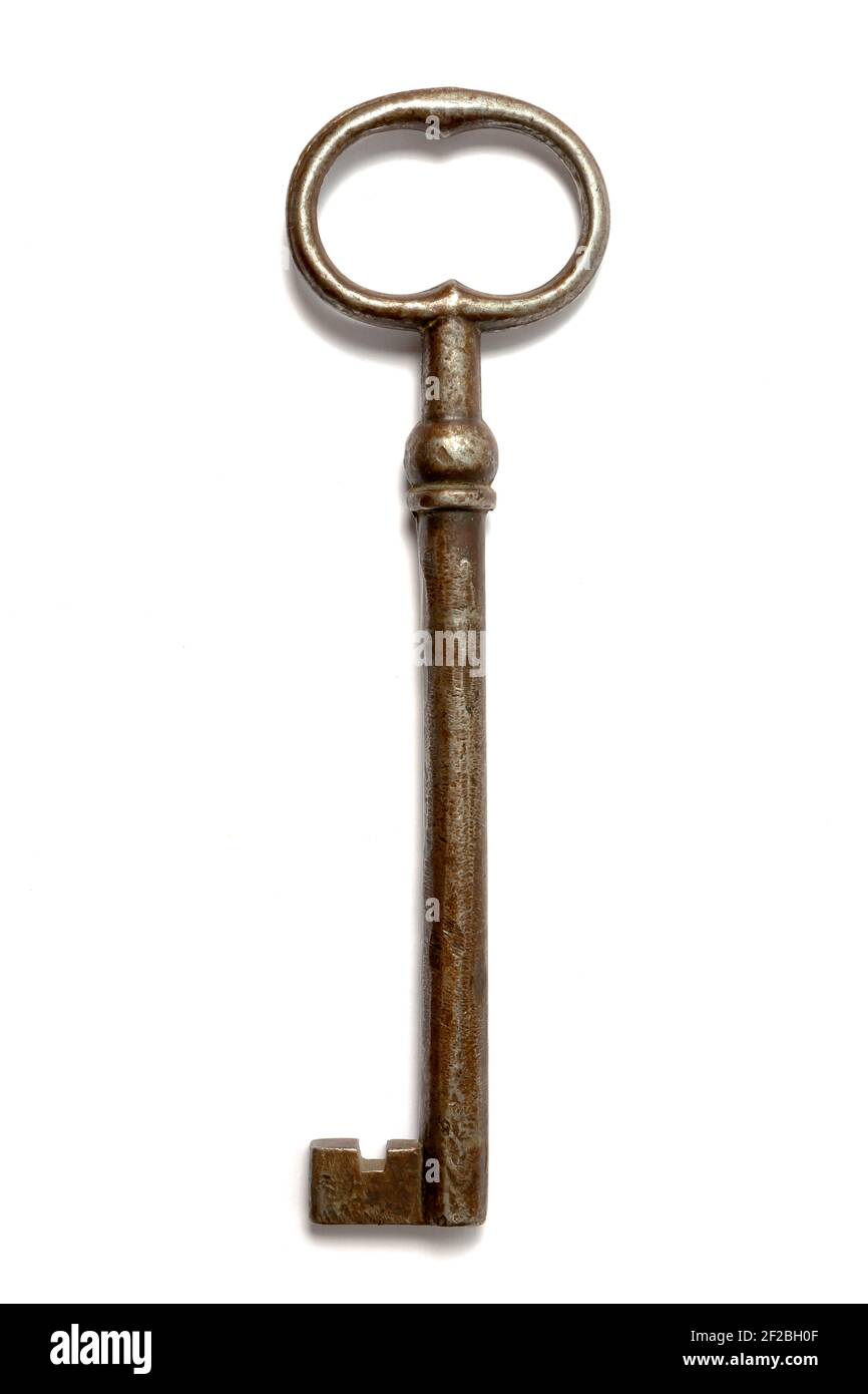Old key on white background Stock Photo - Alamy