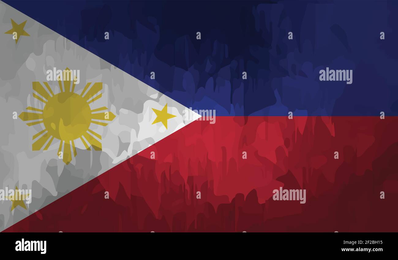 Philippines flag with waving grunge texture. Vector background Stock ...