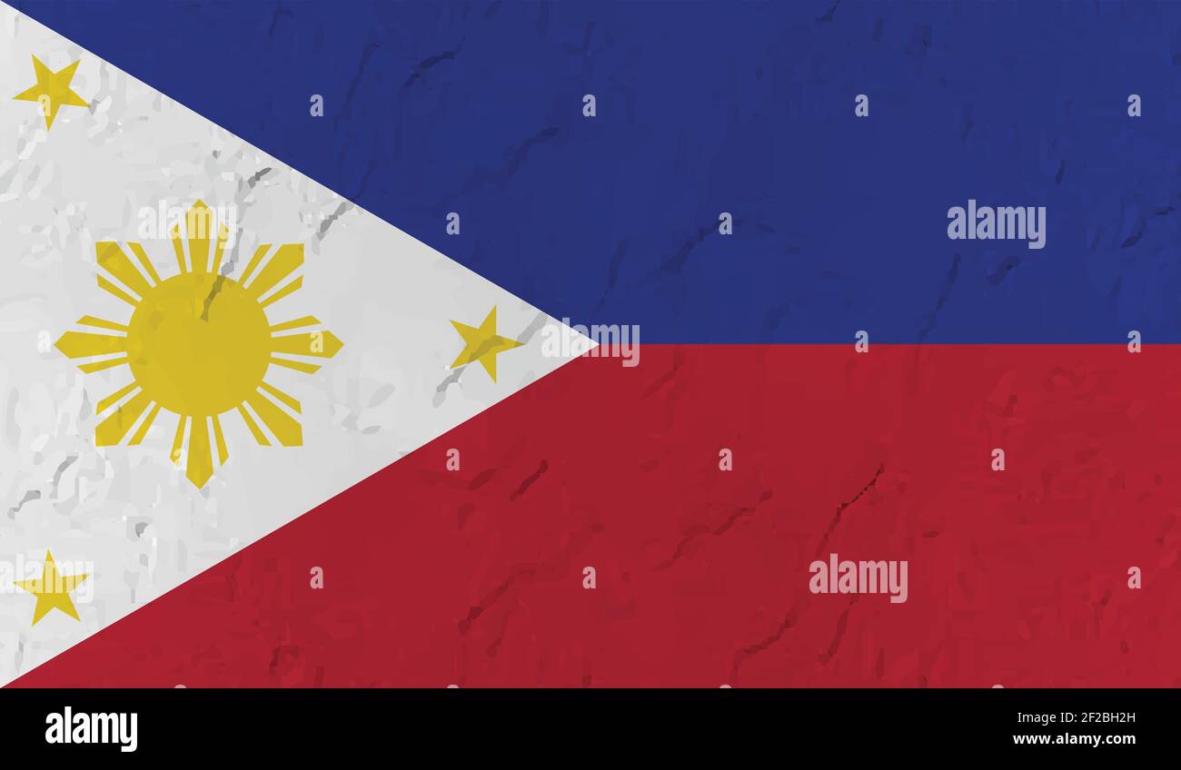 Philippines flag with waving grunge texture. Vector background Stock ...