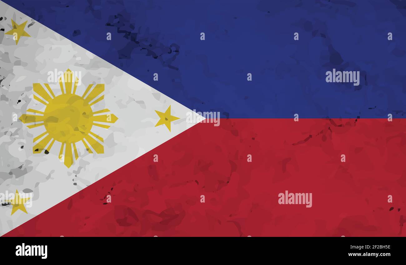 Philippines flag with waving grunge texture. Vector background Stock ...