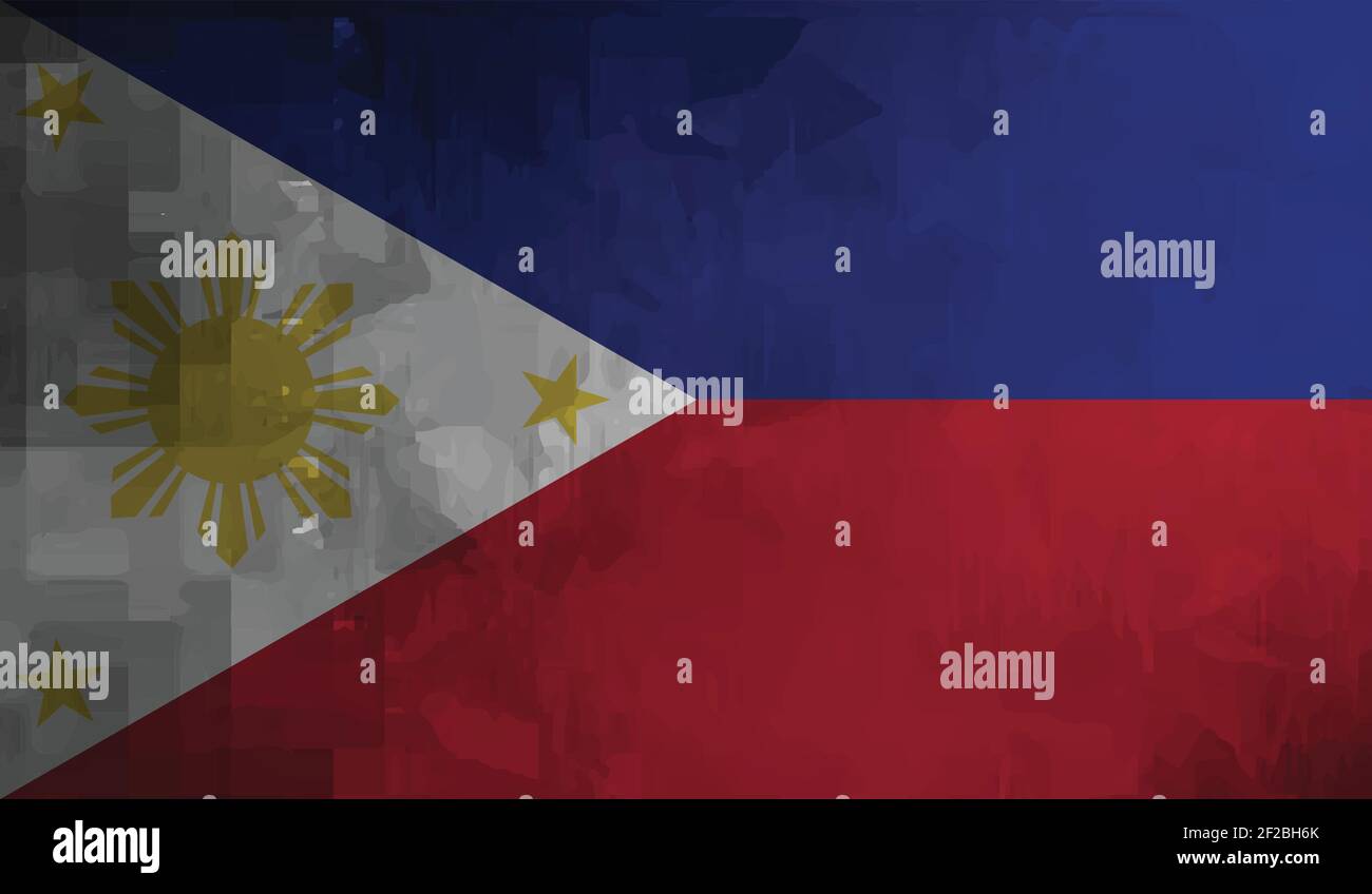 Philippines flag with waving grunge texture. Vector background Stock ...