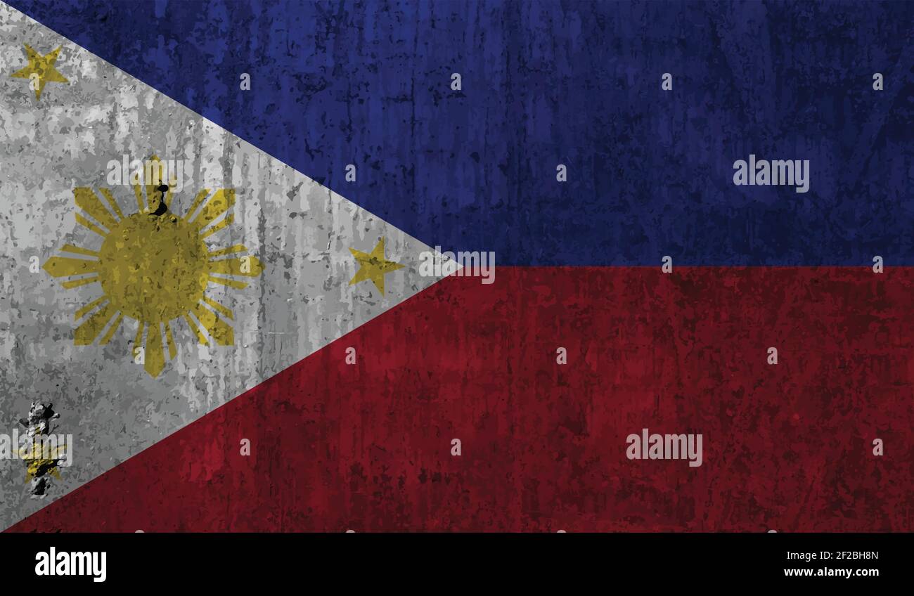Philippines flag with waving grunge texture. Vector background Stock ...