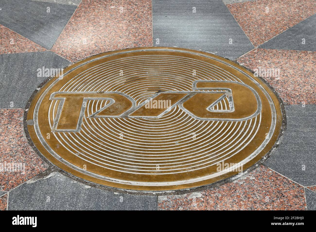 Russian Railways (RZD) logo on the Komsomolskaya Square. Moscow, Russia ...