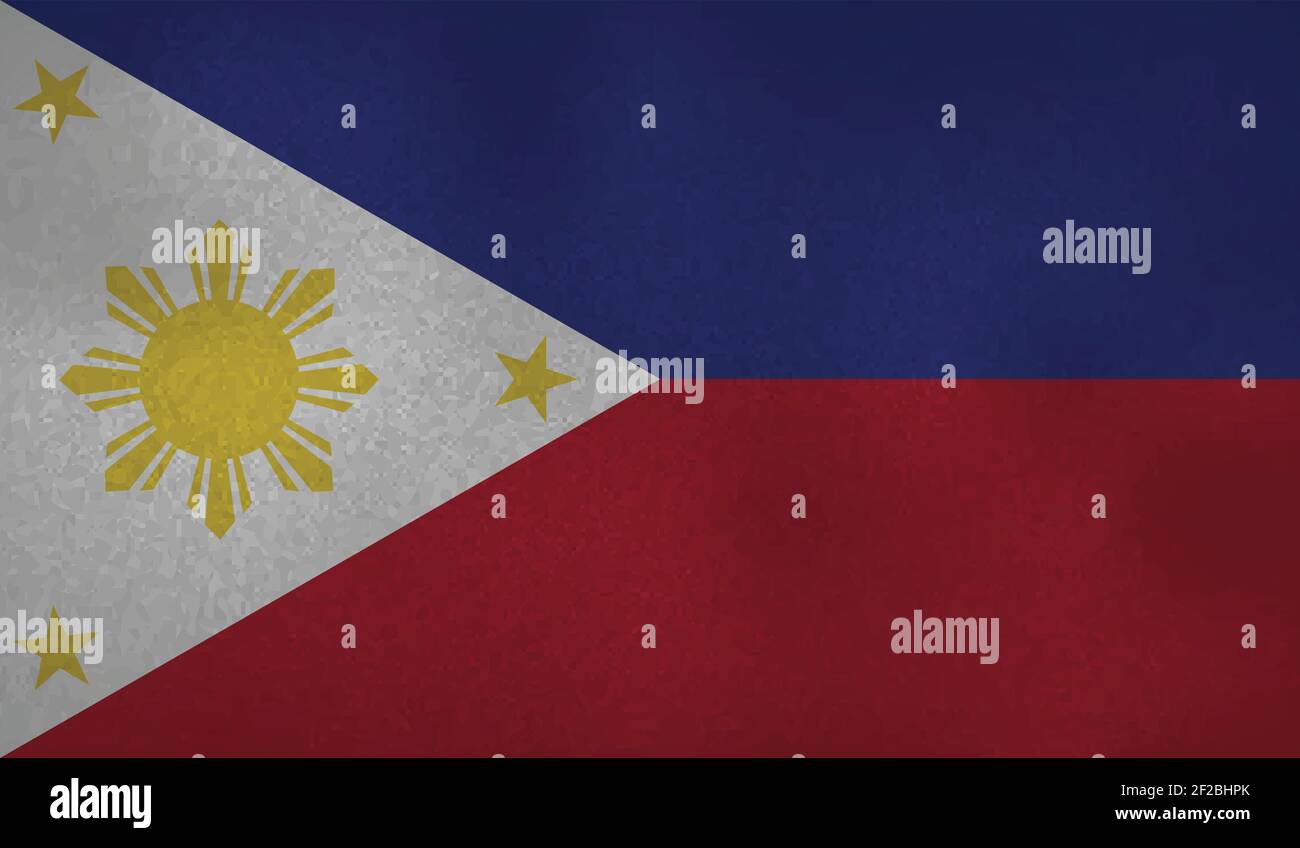 Philippines flag with waving grunge texture. Vector background Stock ...