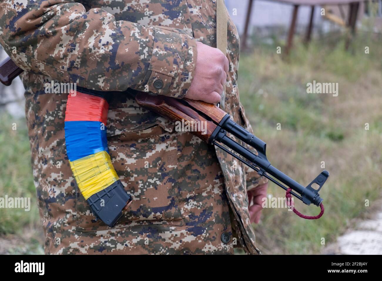 STEPANAKERT, NAGORNO KARABAKH - NOVEMBER 05: A soldier of the Artsakh ...