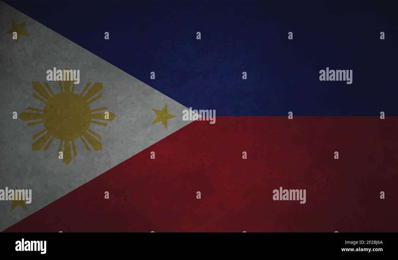 Philippines flag with waving grunge texture. Vector background Stock ...