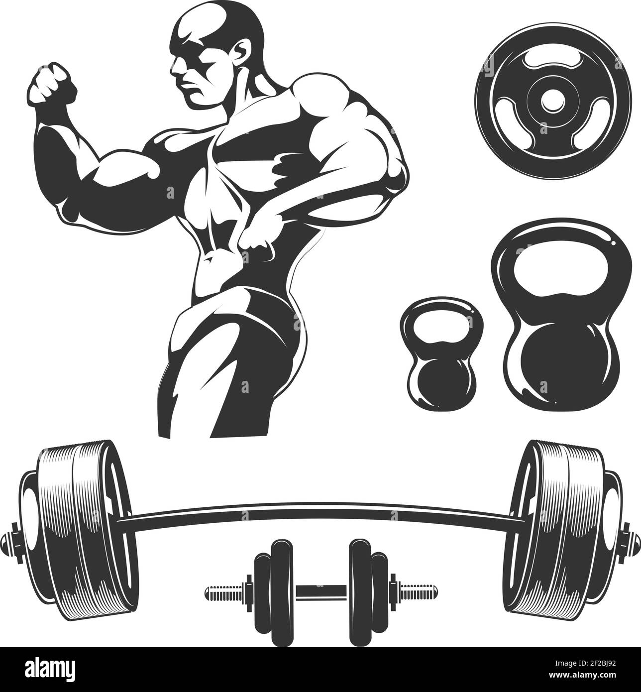 Vector elements for vintage fitness and gym labels. Sport fitness gym ...