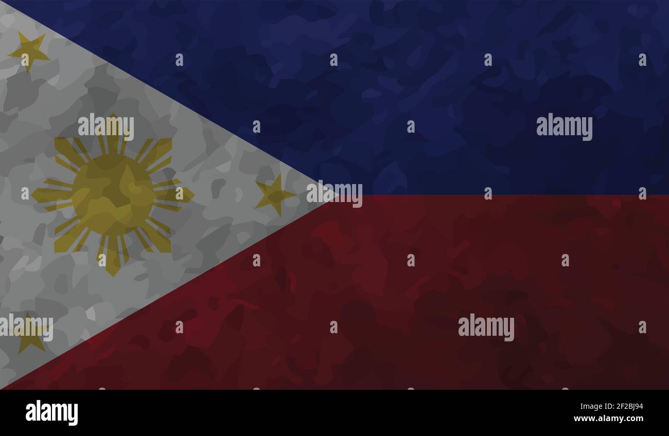 Philippines flag with waving grunge texture. Vector background Stock ...