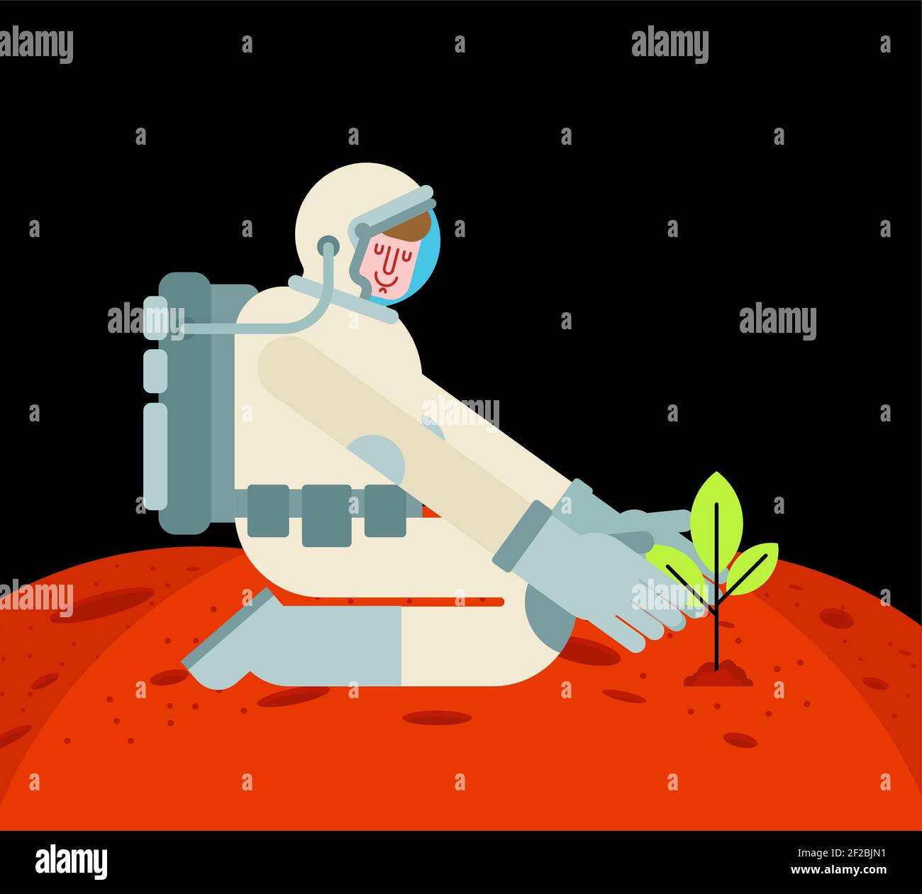 Astronaut is planting tree on Mars. spaceman planting plant Stock ...