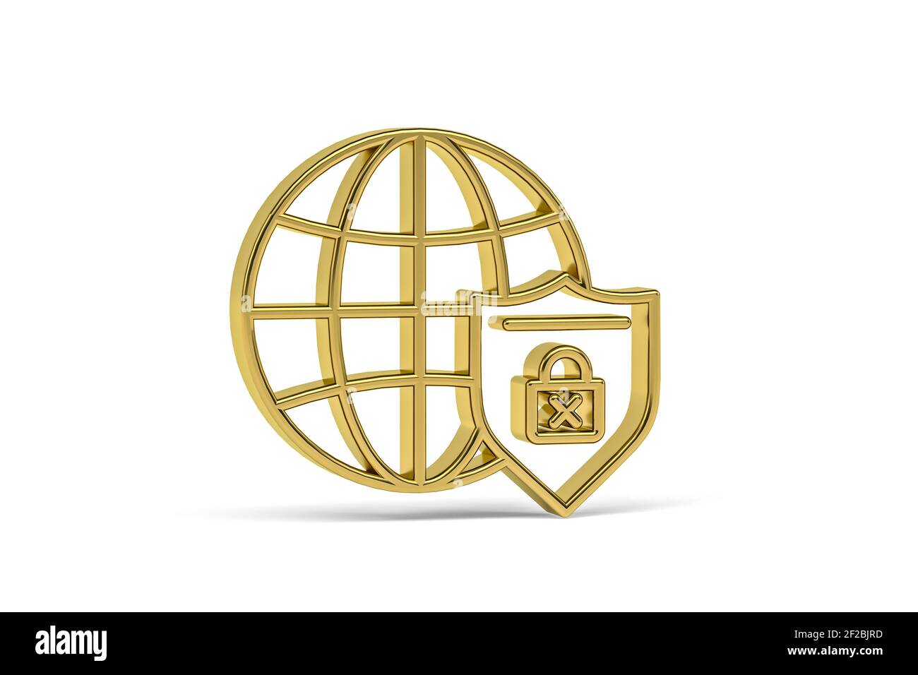 Golden 3d GDPR globe protected icon isolated on white background - 3D ...