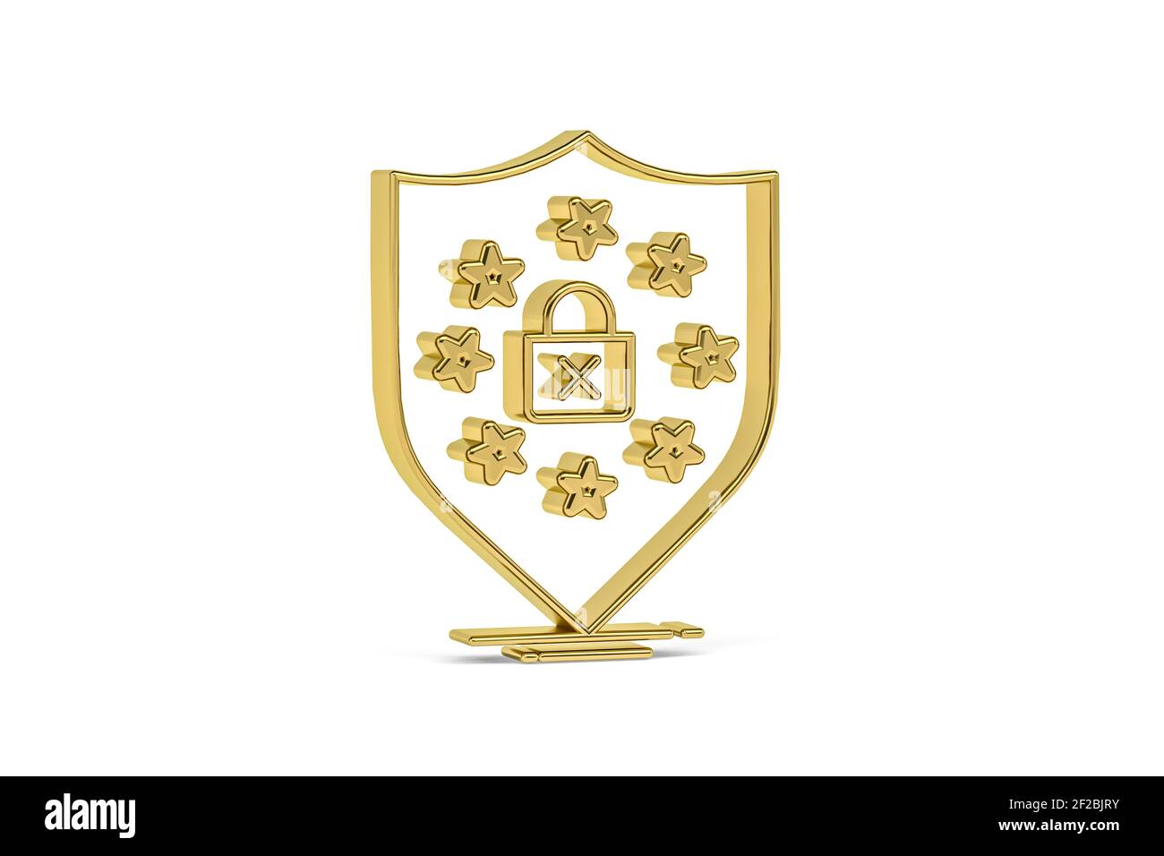 Golden 3d GDPR shield protection icon isolated on white background - 3D ...