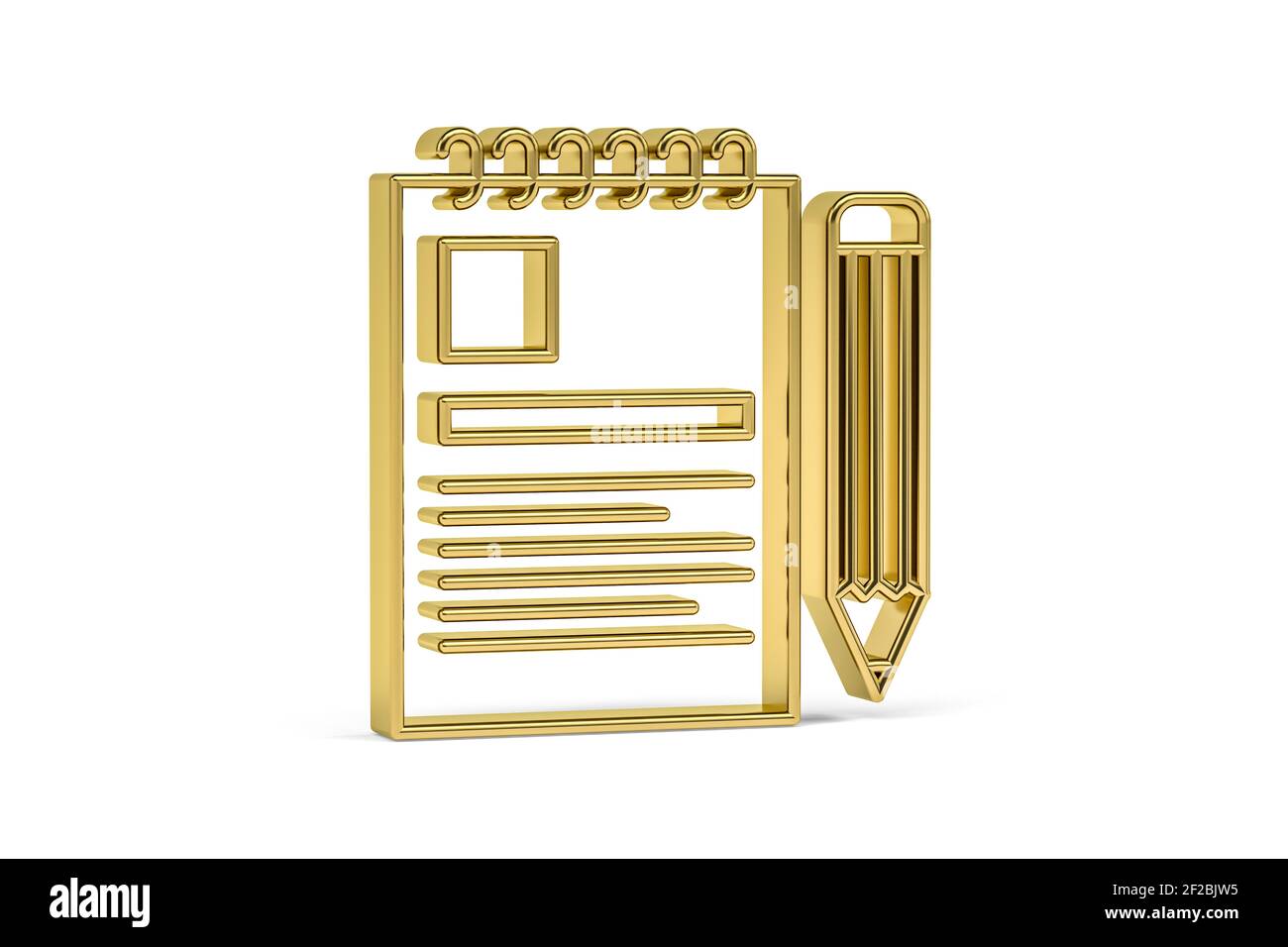 Golden 3d notepad icon isolated on white background - 3D render Stock ...