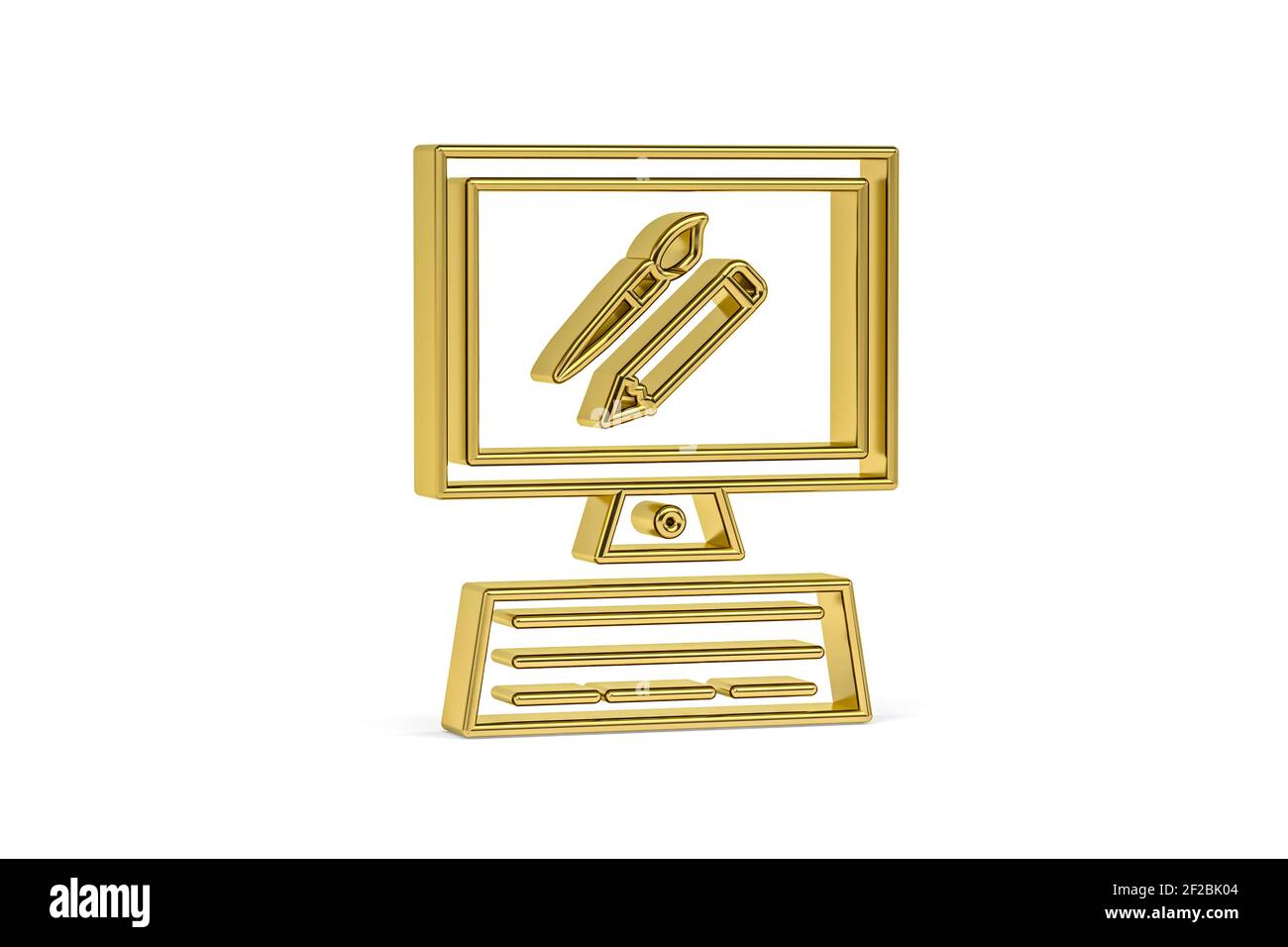 Golden 3d paint icon isolated on white background - 3D render Stock ...