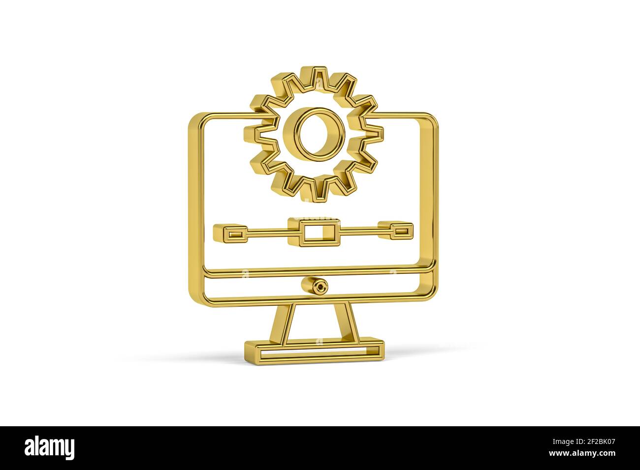 Golden 3d computer settings icon isolated on white background - 3D render Stock Photo - Alamy