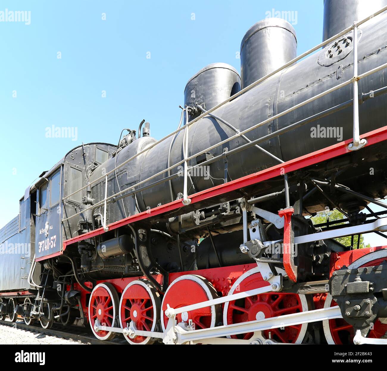 Ancient steam locomotive, Moscow museum of railway in Russia, Rizhsky ...